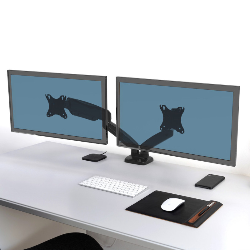 Desk support 2 screens black